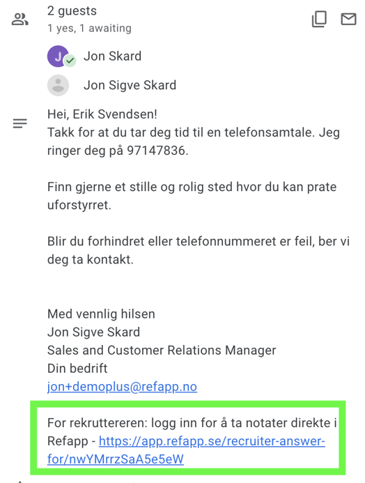 Hvordan kan jeg bruke Refapp i Webcruiter(med ferdiglagde oppsett)?